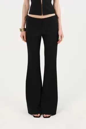 NOCTURNE Side Tie Low Rise Slim Fit Trousers - Black