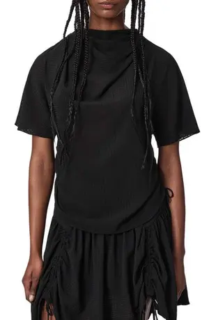 ALLSAINTS Leslie Check Side Tie Top - Black