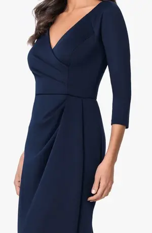 XSCAPE EVENINGS Ruched Scuba Knit Gown