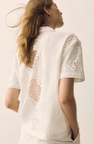 PER UNA BY M&S Floral Embroidered Cutwork Shirt