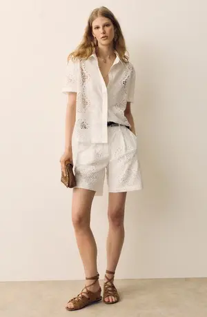 PER UNA BY M&S Floral Embroidered Cutwork Shirt