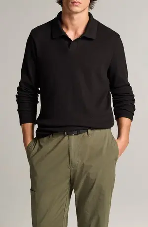 Vince Macro Rib Long Sleeve Johnny Collar Polo