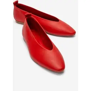 FOREVER & ALWAYS SHOES Jenas Leather Ballet Flat - Red