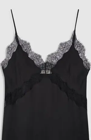 ANINE BING Magnolia Lace Trimmed Silk-blend Maxi Slip Dress