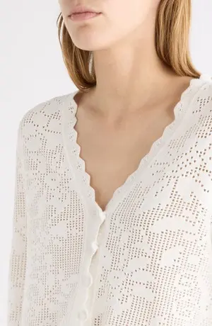 Chloé Pointelle Stitch Organic Cotton Cardigan