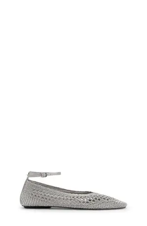 Mango Crochet Ankle Strap Ballet Flats