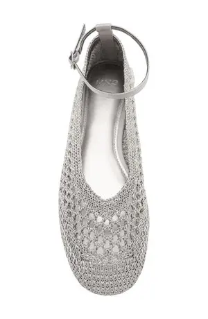 Mango Crochet Ankle Strap Ballet Flats