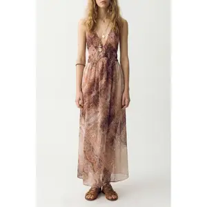 PER UNA BY M&S Tie Back Midi Dress - Pink/multi