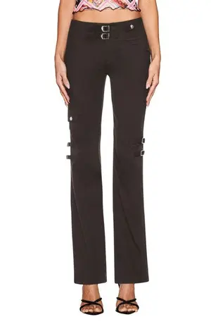 I.AM.GIA Adrienne Low Waist Straight Leg Pants With Double Buckle Detailing