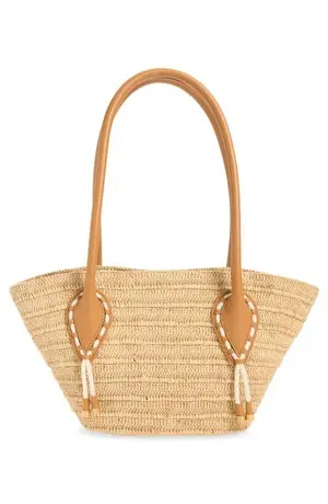CHRISTIAN LOUBOUTIN Mini Woven Raffia Basket Tote - 6370 Natural/cuoio