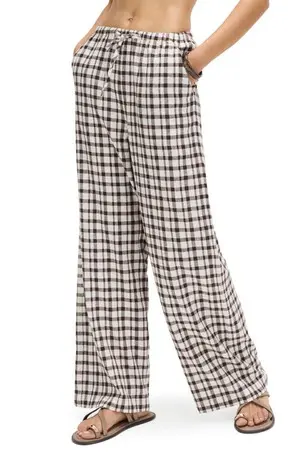 M&s Gingham Straight Leg Pants