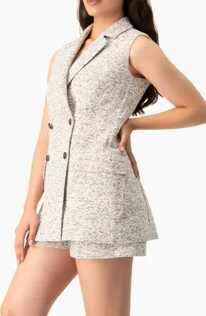 IVONNE Double-breasted Bouclé Blazer Vest