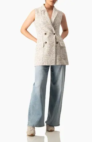 IVONNE Double-breasted Bouclé Blazer Vest