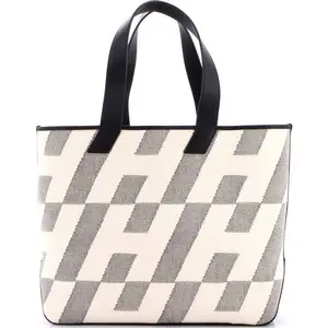 Hermès Cabas H En Biais Tote Canvas With Leather 40 - Black