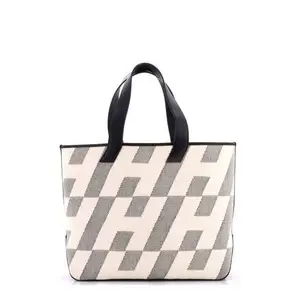 Hermès Cabas H En Biais Tote Canvas With Leather 40