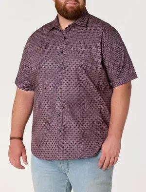 SYNRGY BY DXL Big & Tall Geometric Dot Print Sport Shirt - Navy