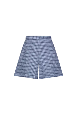 Lela Rose Checked Seersucker Short - Navy Multi