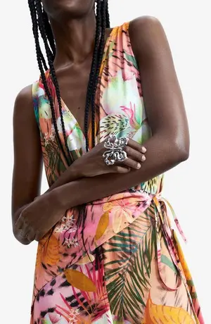 Desigual Tropical Print Wide Leg Jumpsuit