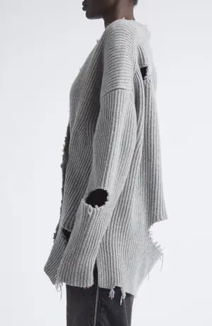 HAIKURE Courtny Oversize Destroyed Ribbed Merino Wool Cardigan