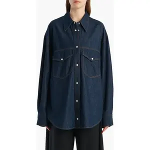 Khaite Christensen Oversize Denim Snap-up Shirt - Benson