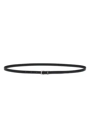 Saint Laurent Skinny Leather Belt With Logo Keeper