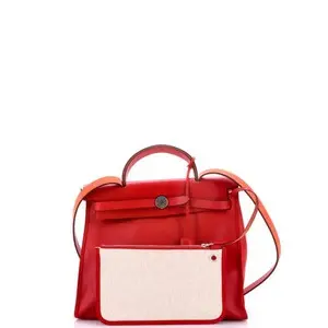 Hermès Herbag Zip Berline Vache Canvas And Leather 31 - Red