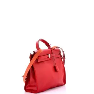 Hermès Herbag Zip Berline Vache Canvas And Leather 31 - Red