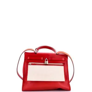 Hermès Herbag Zip Berline Vache Canvas And Leather 31 - Red