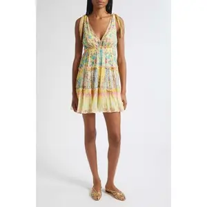 Camilla Barcelona Print Tiered Silk Mini Dress - Barcelona Beb