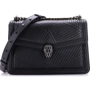 BVLGARI Serpenti Forever Shoulder Bag Quilted Leather Small - Black