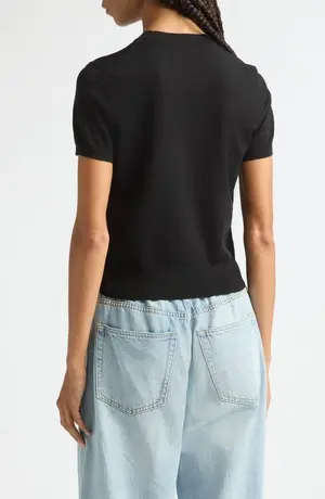 Alexander Wang Hotfix Logo Fitted Short Sleeve Sweater