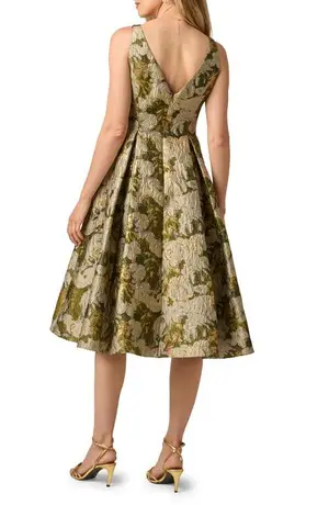 Adrianna Papell Floral Jacquard Midi Dress