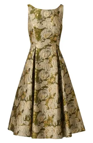 Adrianna Papell Floral Jacquard Midi Dress