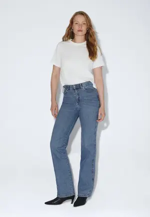 DR. DENIM Moxy High Straight Jeans - Cape Sky Worn Hem