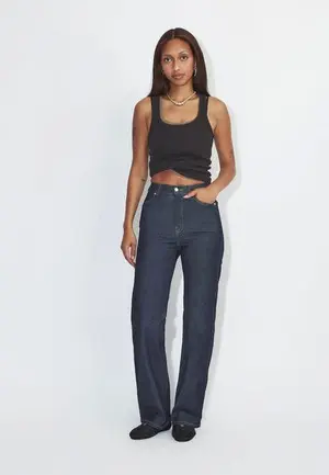 DR. DENIM Moxy High Straight Jeans - Sheck Blue Rinsed