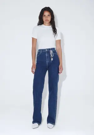 DR. DENIM Moxy High Straight Jeans - Vale Dark Plain Contrast
