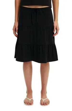 COTTON ON Cotton On Maple Tiered Midi Skirt Black