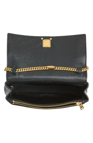 Tory Burch Charlie Quilted Leather Wallet On A Chain - Black