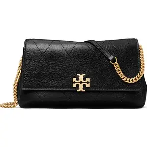 Tory Burch Charlie Quilted Leather Wallet On A Chain - Black