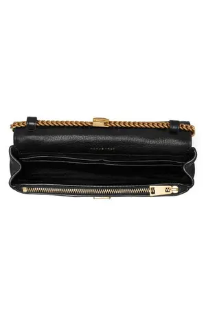 Tory Burch Charlie Quilted Leather Wallet On A Chain - Black