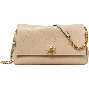 Tory Burch Charlie Quilted Leather Wallet On A Chain - Soft Cement