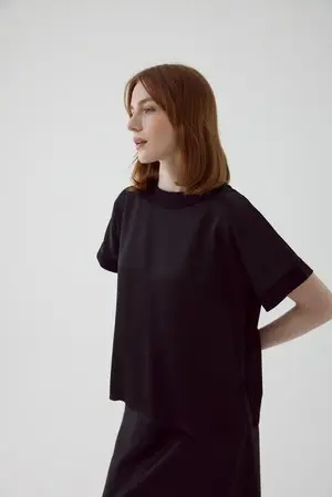 EXQUISE Alberic Satin Blouse - Black