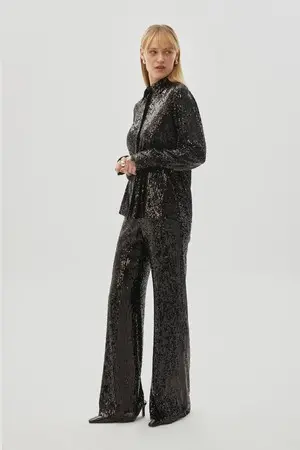 EXQUISE Britney Sequin Detailed Shirt