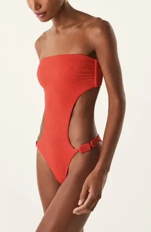 VIX PAULA HERMANNY Alix Bandeau Cutout One-piece Swimsuit - Red