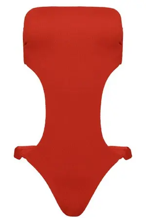 VIX PAULA HERMANNY Bandeau Cutout One-piece Swimsuit - Red