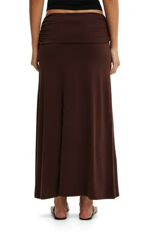 COTTON ON Maxi Skirt With Elasticated Waist - Dark Oak