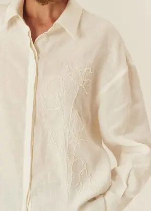EXQUISE Emelia Embroidered Linen Shirt