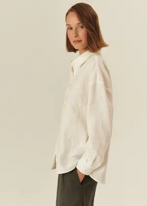 EXQUISE Emelia Embroidered Linen Shirt