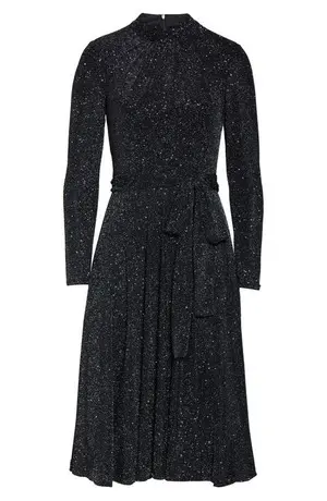 Eliza J Glitter Long Sleeve Mock Neck Dress