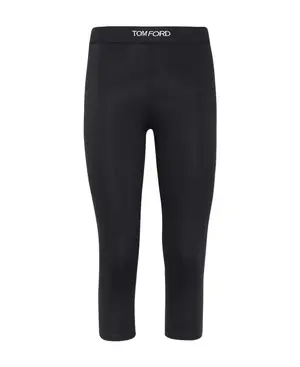 TOM FORD Logo-waistband Stretched Cropped Leggings - Black